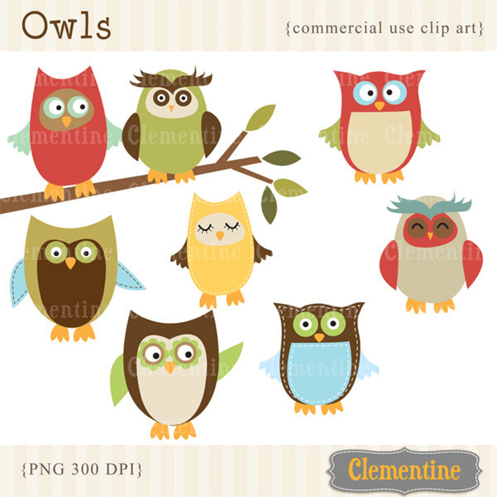 Owl Clip Art Images, Owl Clipart, Royalty Free Clip Art- Instant ...
