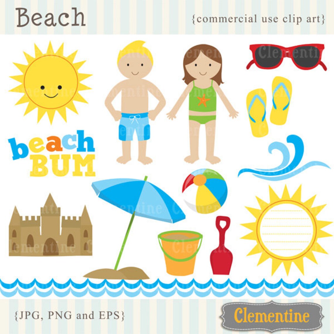 Beach Clip Art Images, Beach Clipart, Summer Clip Art, Beach Vector ...