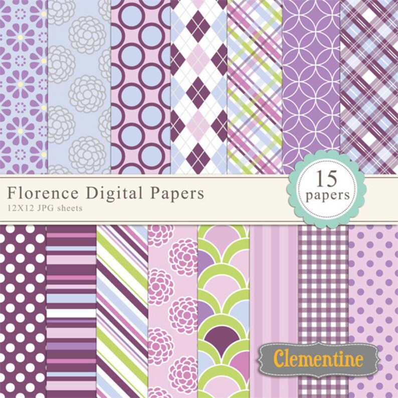 Floral Digital Scrapbook Paper 12x12, Royalty Free Digital Paper ...