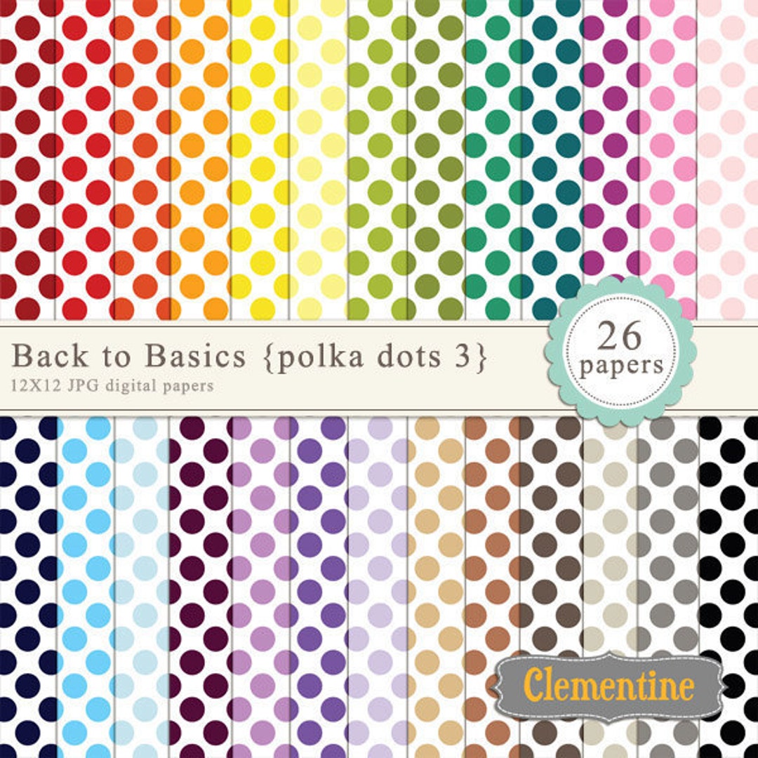 Polka Dot Digital Paper 12x12, Digital Scrapbooking Paper, Royalty Free ...