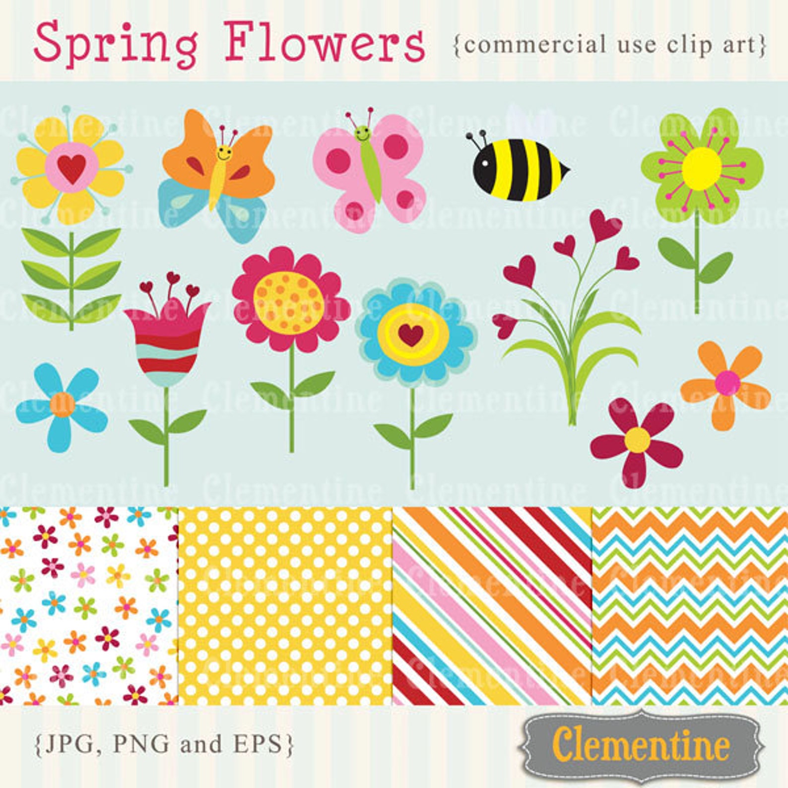 Spring Flowers Clip Art Images, Flower Clipart, Flower Vector, Royalty ...