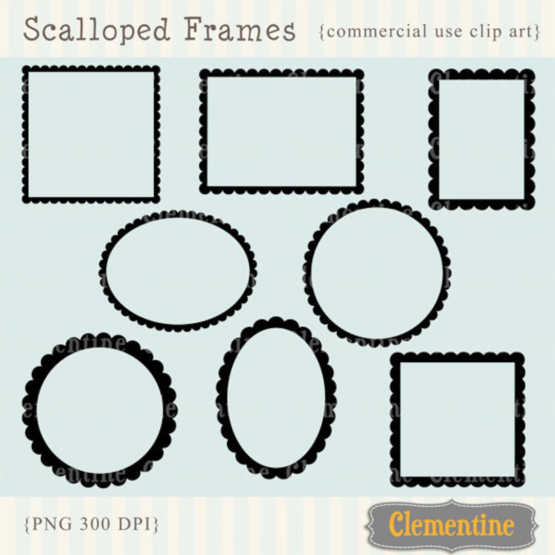 Scalloped Clip Art Frames, Clipart Frames, Scalloped Frame, Royalty ...