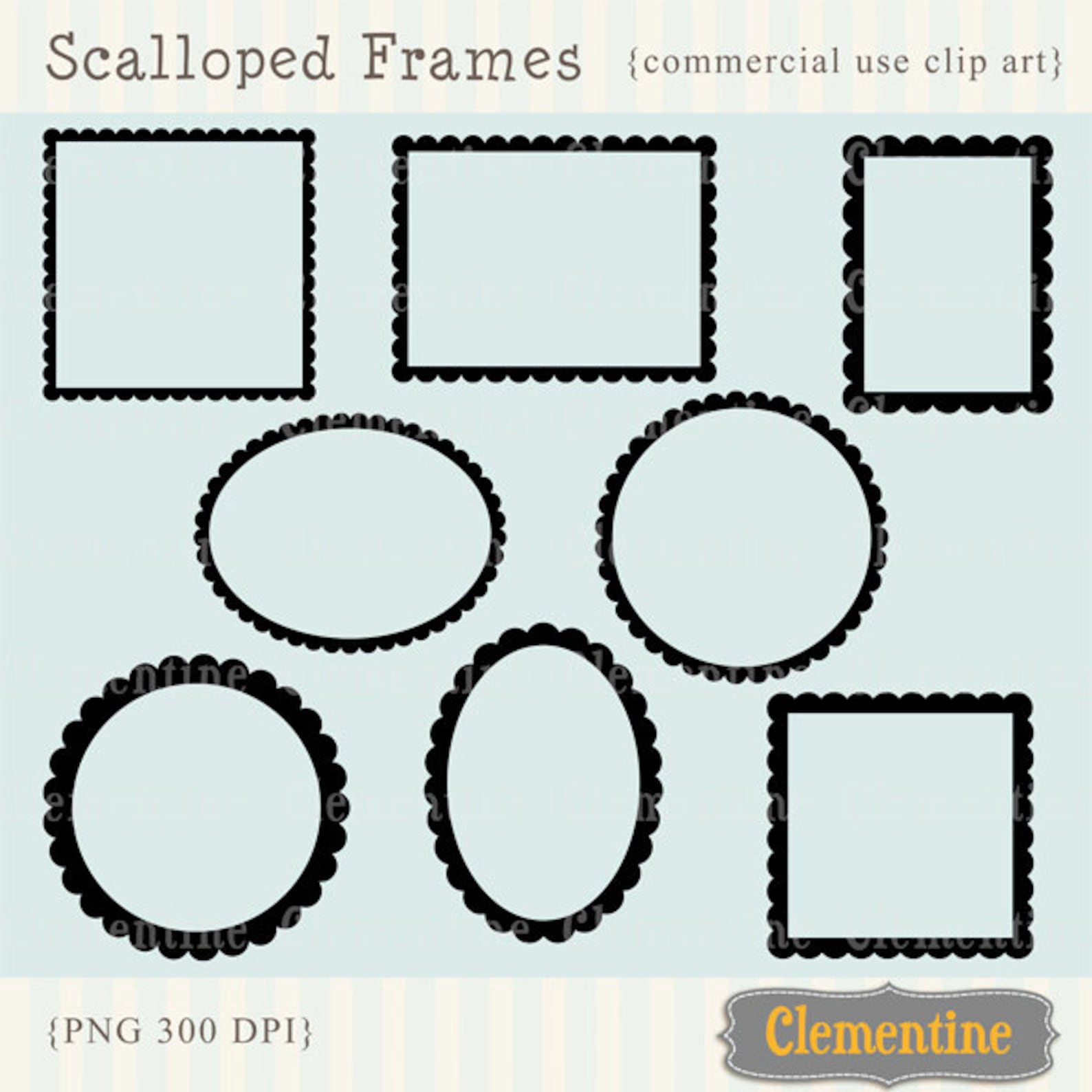 Scalloped Clip Art Frames, Clipart Frames, Scalloped Frame, Royalty ...