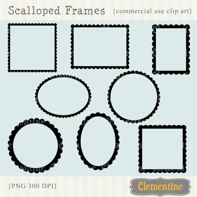 Scalloped Clip Art Frames, Clipart Frames, Scalloped Frame, Royalty ...