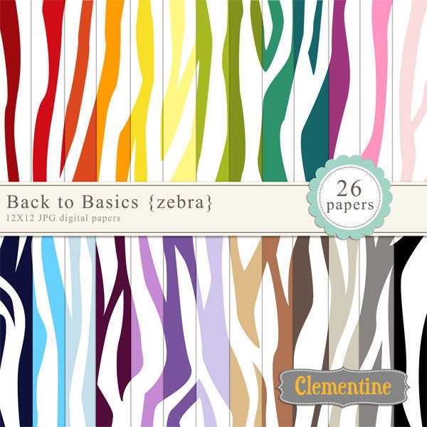Zebra Digital Paper 12x12, Digital Scrapbooking Paper, Royalty Free ...