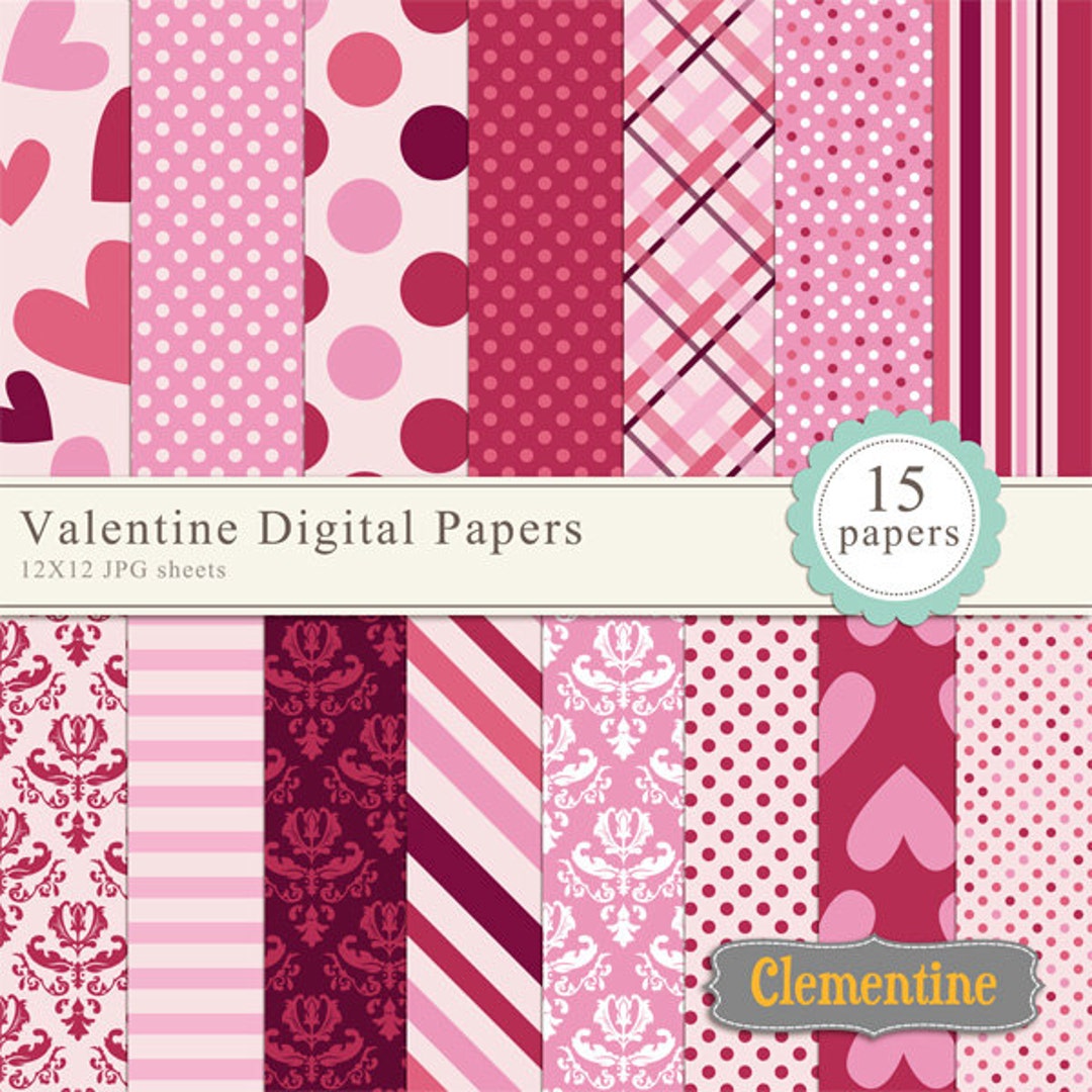 Valentine Scrapbook Paper 12x12, Digital Scrapbooking Paper, Royalty ...