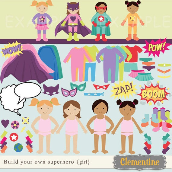 Build your own superhero clip art images, superhero clipart, superhero ...