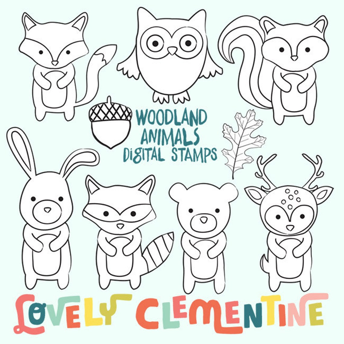 Woodland Animals Digital Stamps, Woodland Clipart - Instant Download - Etsy