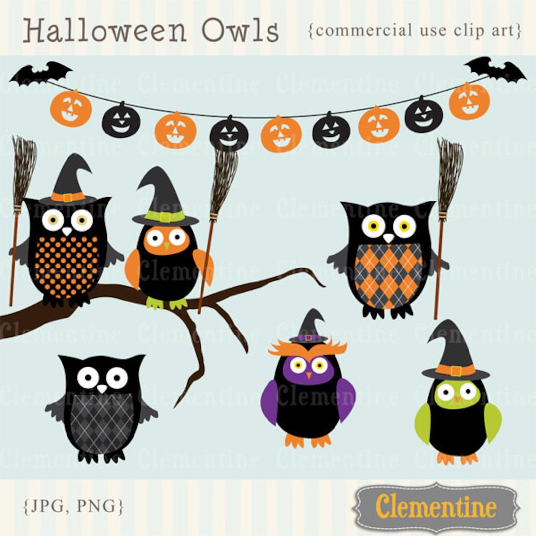 Halloween Clip Art, Owl Clip Art, Royalty Free Clip Art- Instant ...