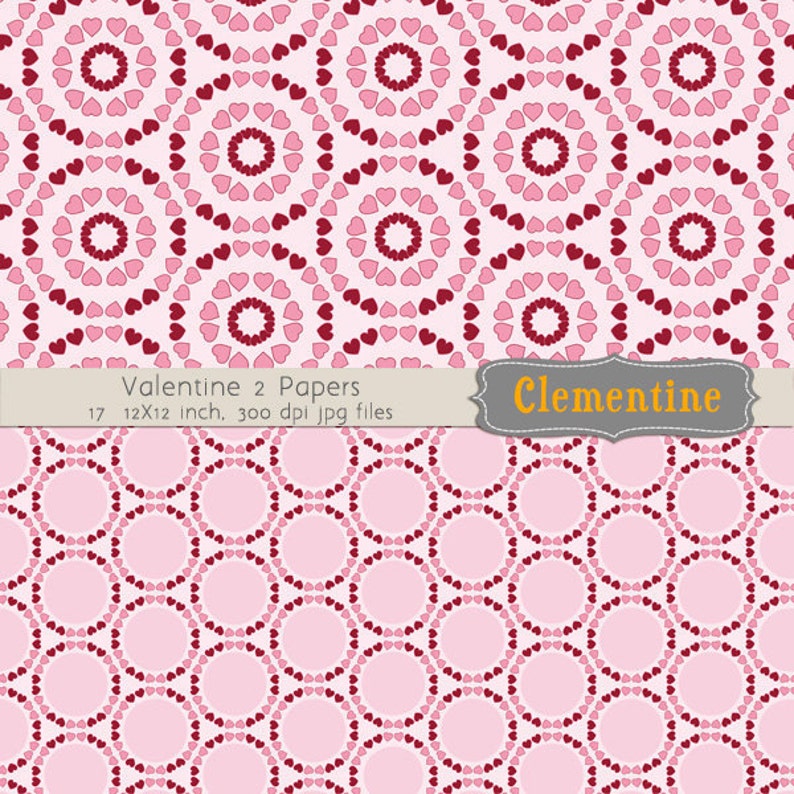 Valentine Digital Paper 12x12, Digital Scrapbook Paper, Commercial Use ...