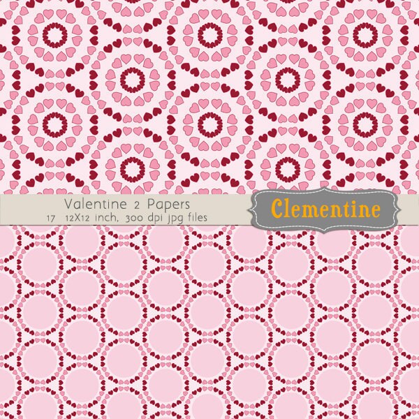 Valentine Digital Paper 12x12, Digital Scrapbook Paper, Commercial Use ...