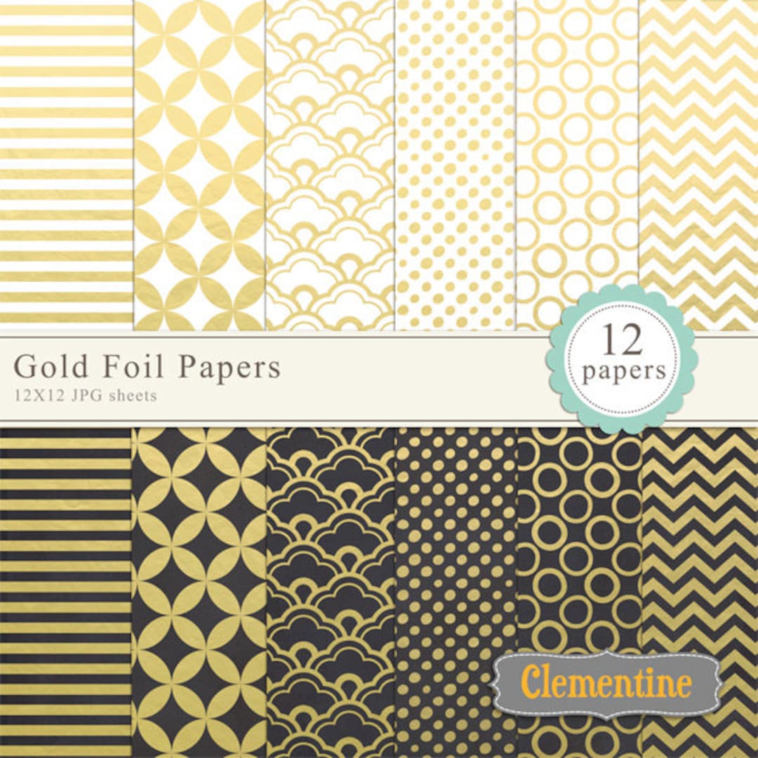 Gold Foil Digital Papers, Digital Scrapbooking Paper, Royalty Free ...