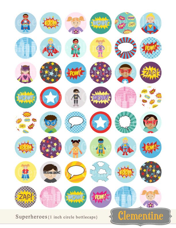 Superhero Bottle Cap Images, Bottlecap Images, One Inch Circles ...