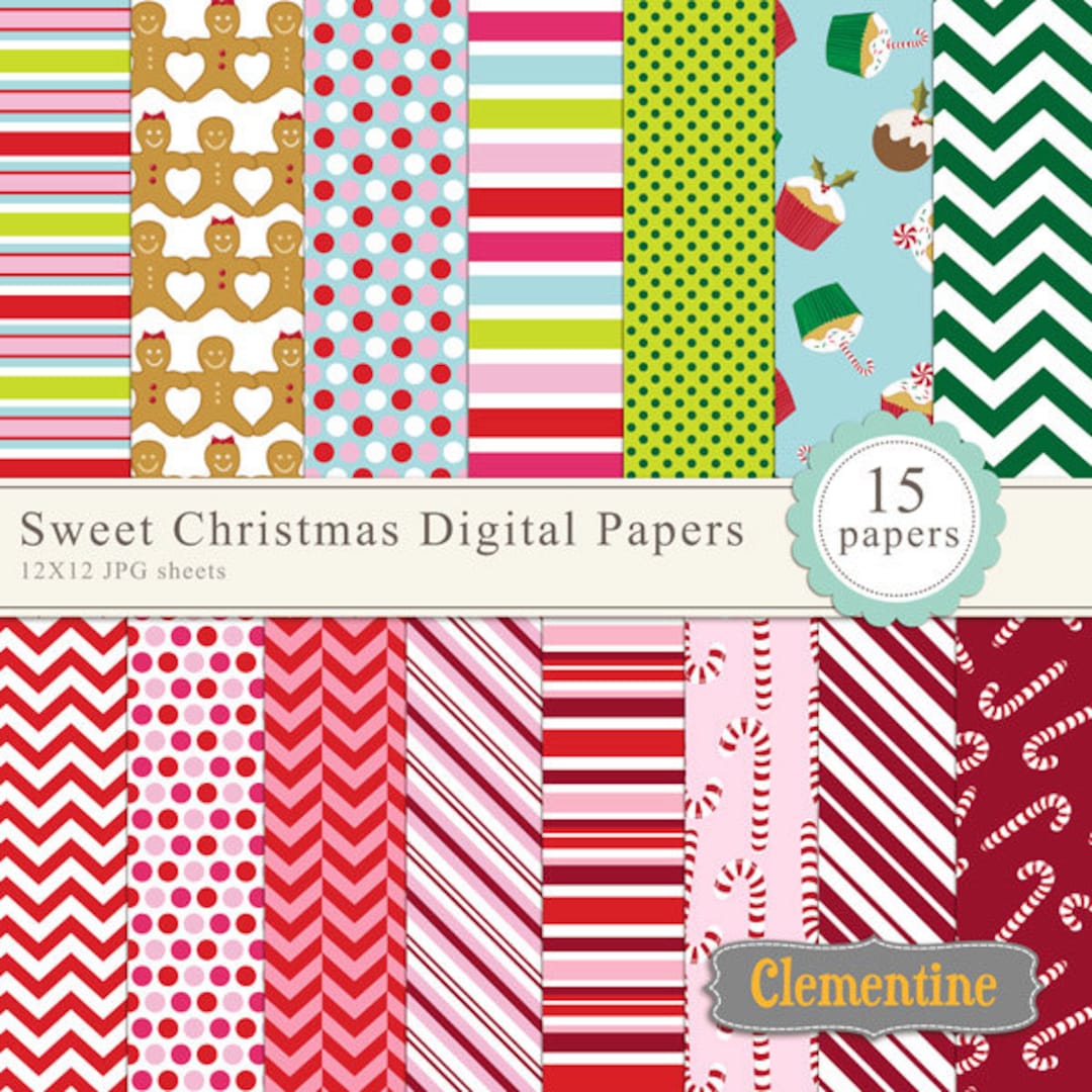 Sweet Christmas Scrapbook Paper 12x12, Digital Scrapbooking Paper ...
