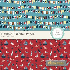 Nautical Scrapbook Paper 12x12, Nautical Digital Scrapbooking Paper ...