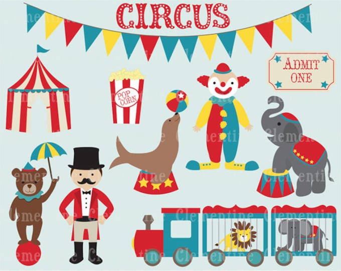 Vintage Circus Clipart Bundle and Digital Paper. PNG, SVG and EPS ...