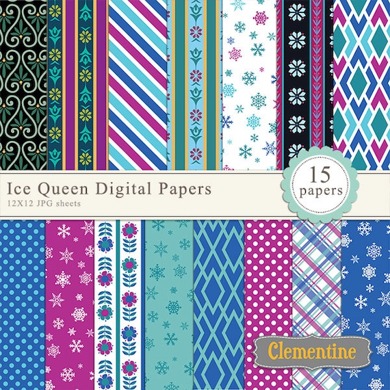 Ice Queen digital scrapbook paper 12x12, frozen digital scrapbooking ...