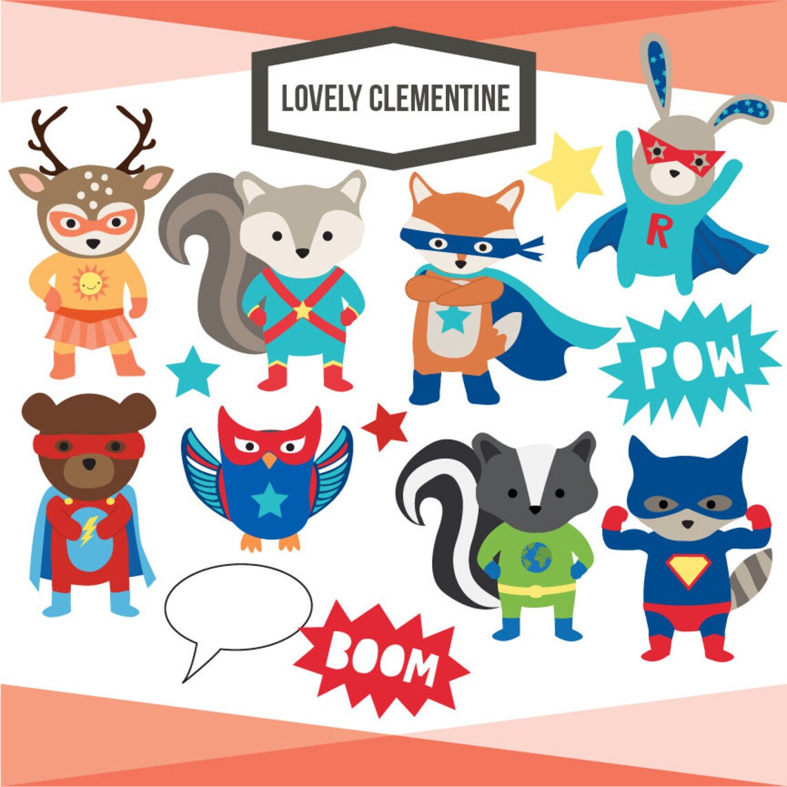 Woodland Superhero Clip Art, Woodland Clipart, Woodland Animals Clip ...