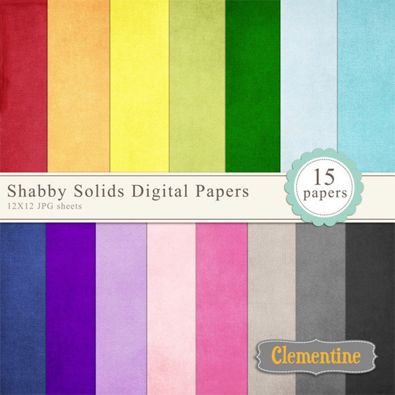 Shabby Solids Digital Paper 12x12, Digital Scrapbooking Paper, Royalty ...