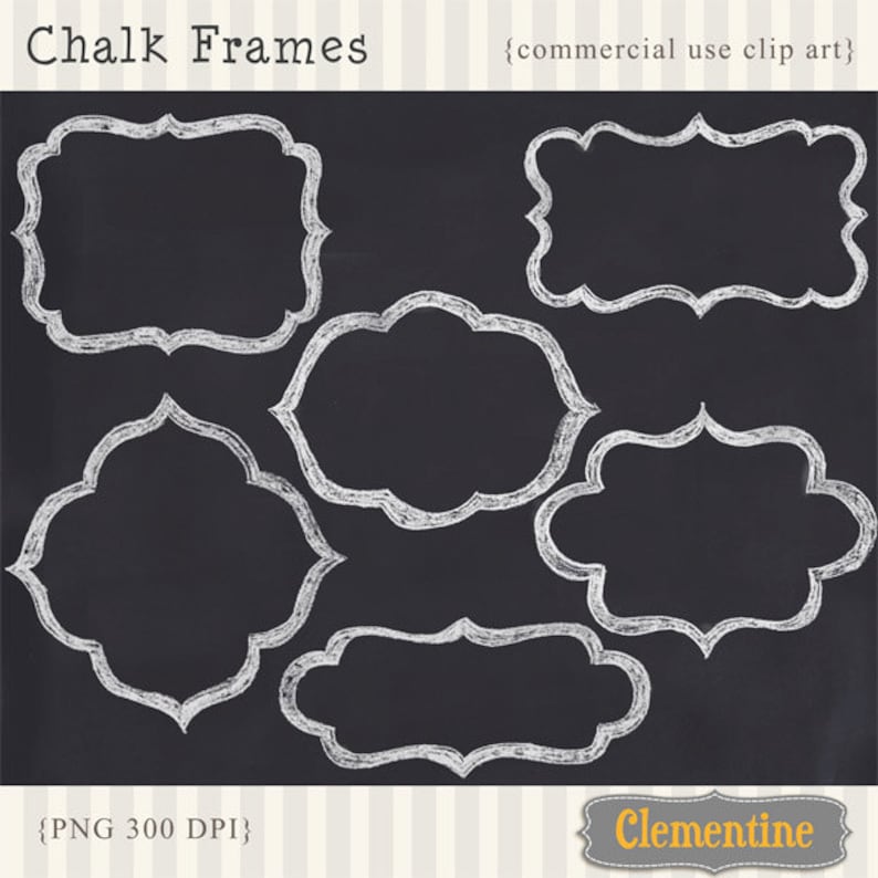 Digital Chalk Frames, Hand Drawn Chalk Frames Scrapbook Clip Art ...