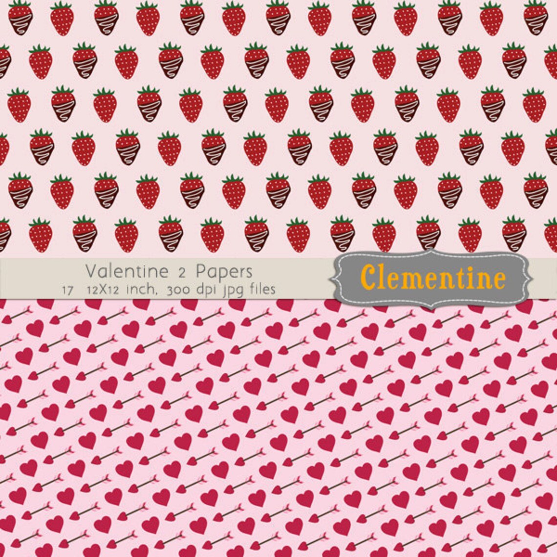 Valentine Digital Paper 12x12, Digital Scrapbook Paper, Commercial Use ...