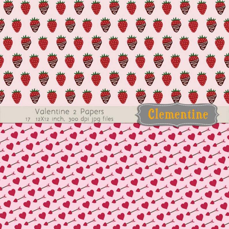 Valentine Digital Paper 12x12, Digital Scrapbook Paper, Commercial Use ...