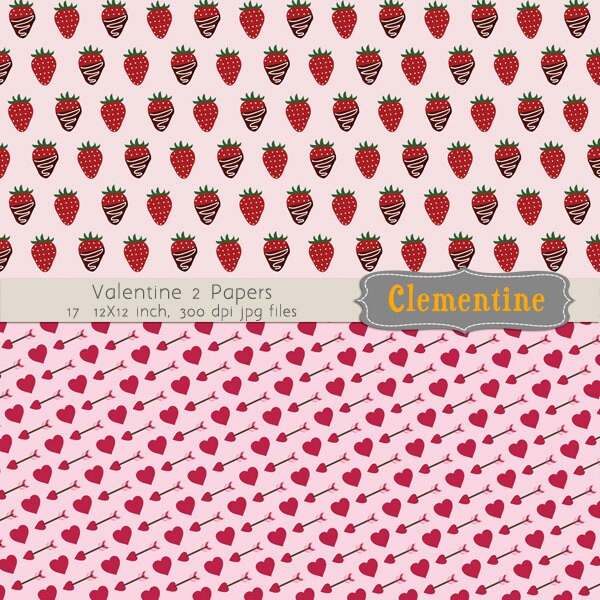 Valentine Digital Paper 12x12, Digital Scrapbook Paper, Commercial Use ...