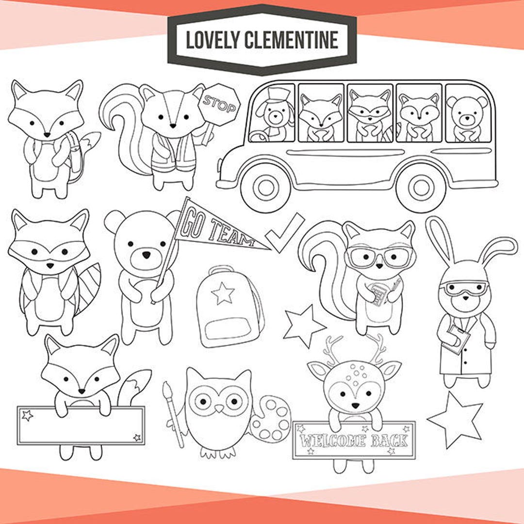 Woodland Animals Digital Stamps, Woodland Clipart - Instant Download - Etsy