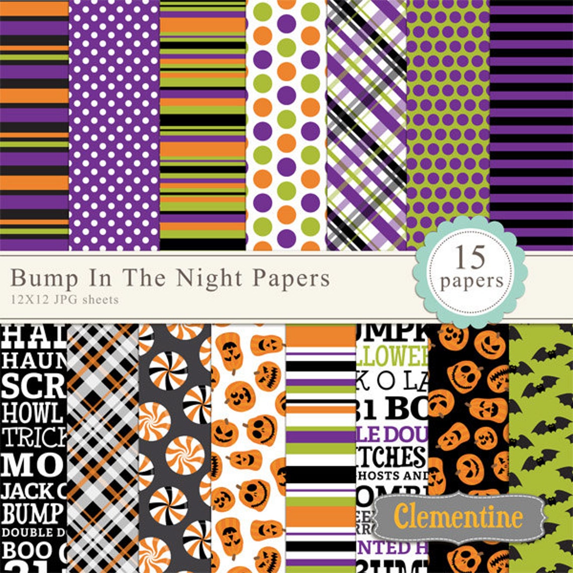 Halloween Digital Paper 12x12, Digital Scrapbooking Paper, Royalty Free ...