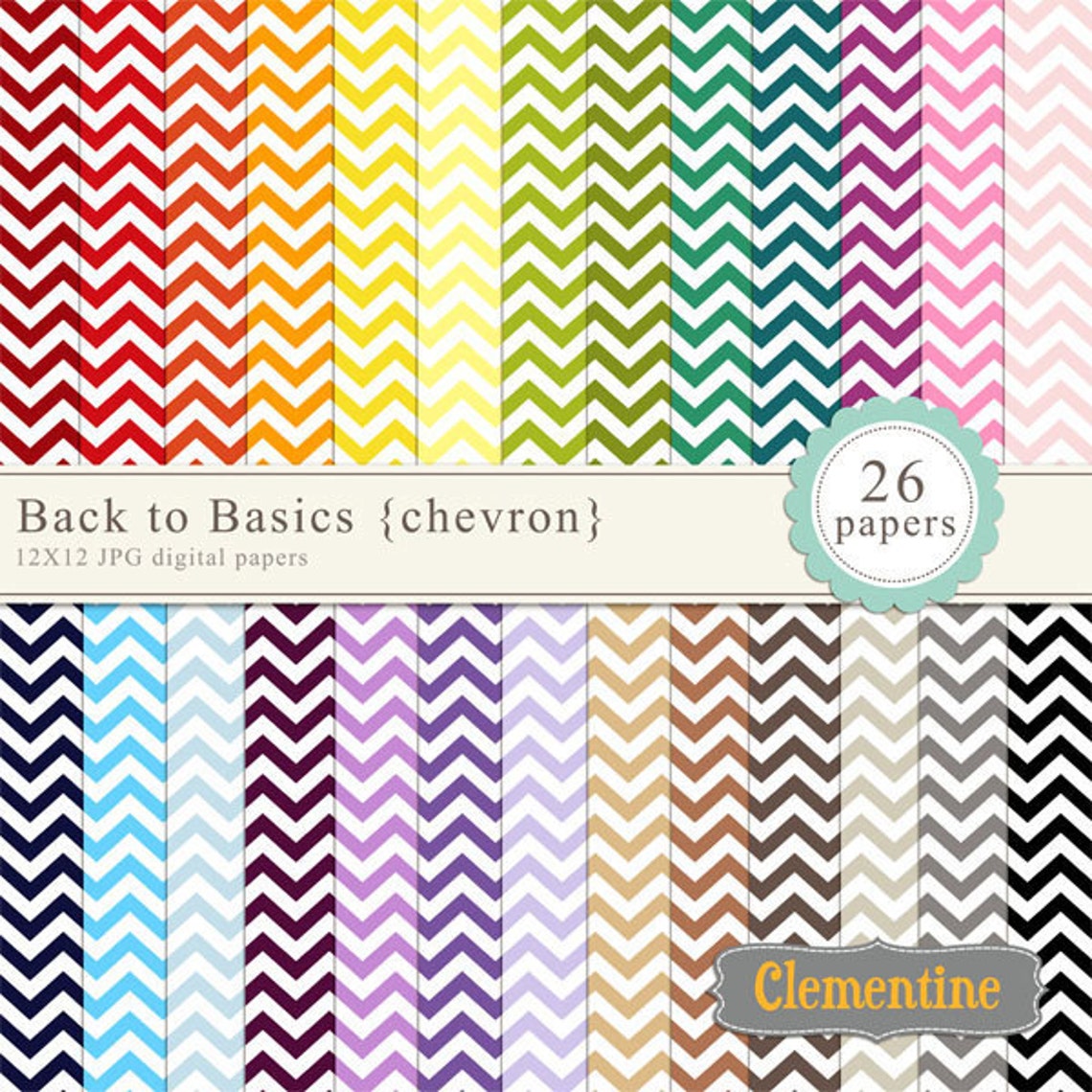 Chevron Digital Paper 12x12, Digital Scrapbooking Paper, Royalty Free ...