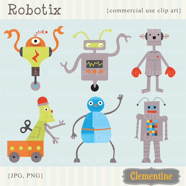 Robot Clip Art Images, Royalty Free Commercial Use- Instant Download - Etsy