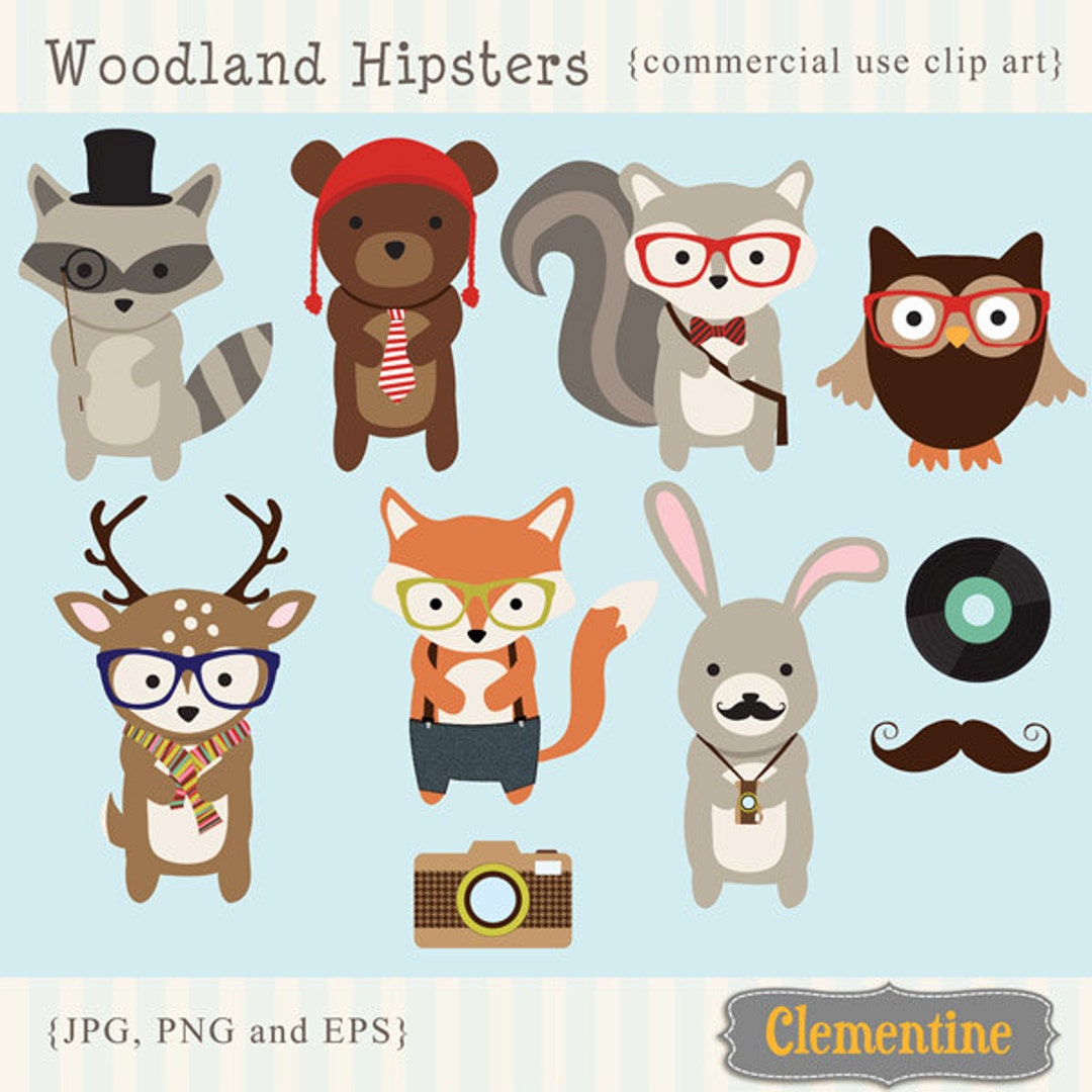 Woodland Hipster Clip Art Images, Fox Clipart, Fox Vector, Royalty Free ...