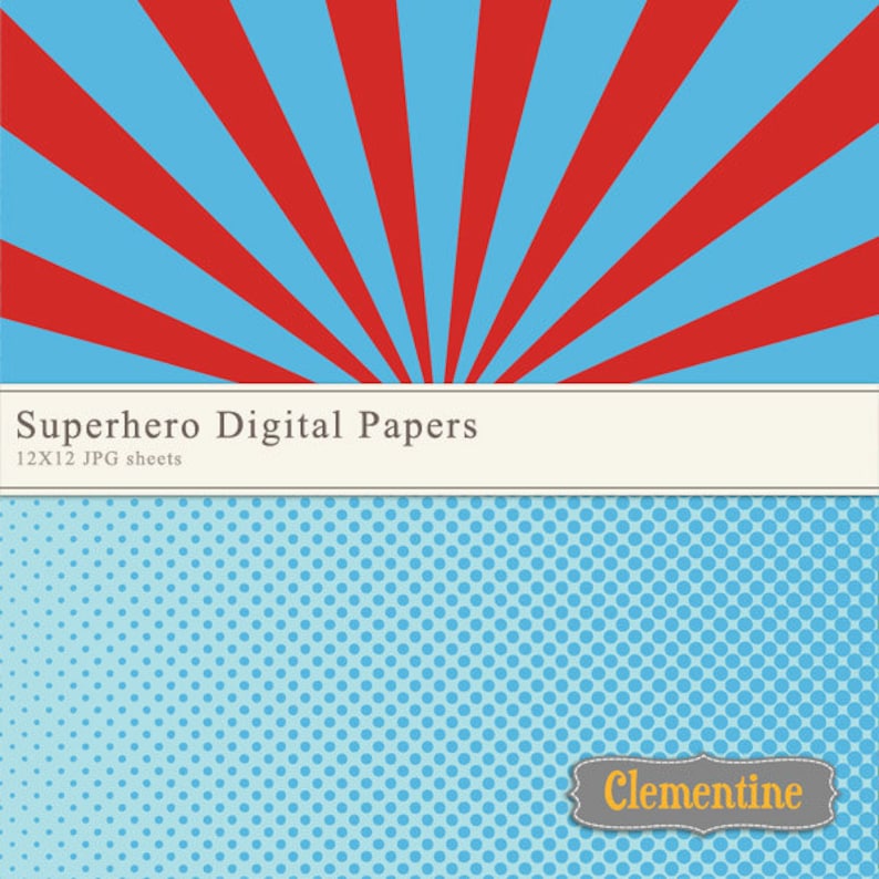 Superhero Scrapbook Paper 12x12, Comic Book Digital Scrapbooking Paper ...