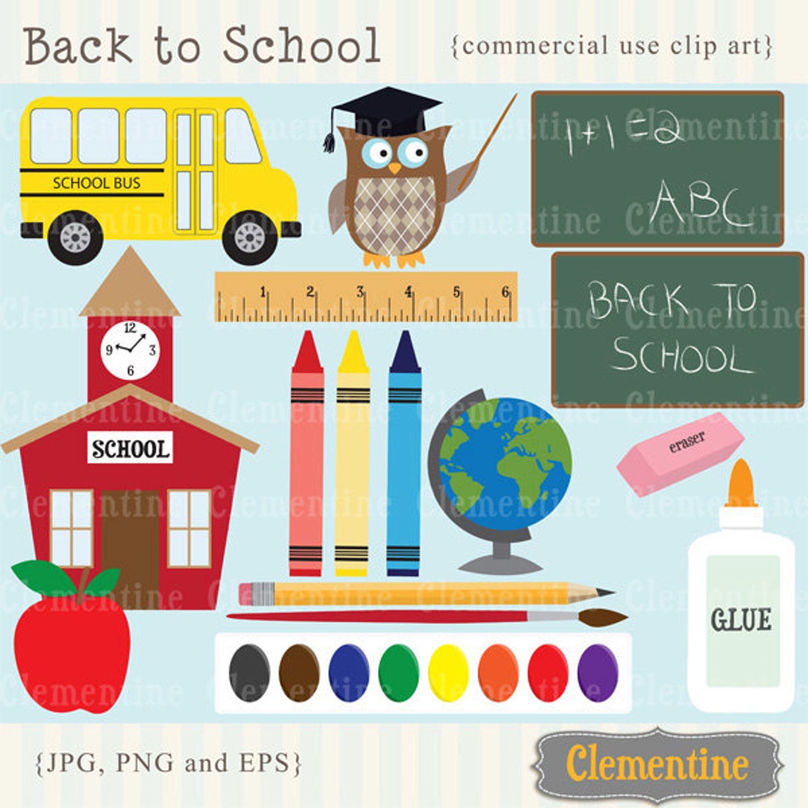 Back to School Clip Art, School Clip Art Images, Royalty Free- Instant ...