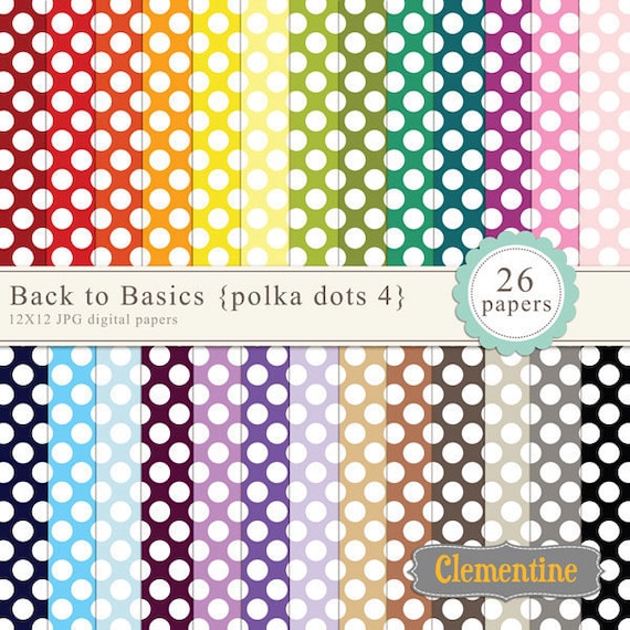 Polka dot digital paper 12x12, digital scrapbooking paper, royalty free ...