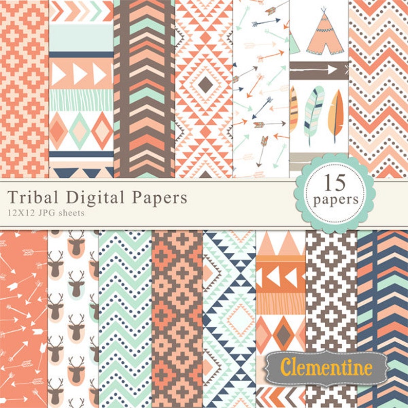 Tribal Scrapbook Paper 12x12, Royalty Free- Instant Download - Etsy