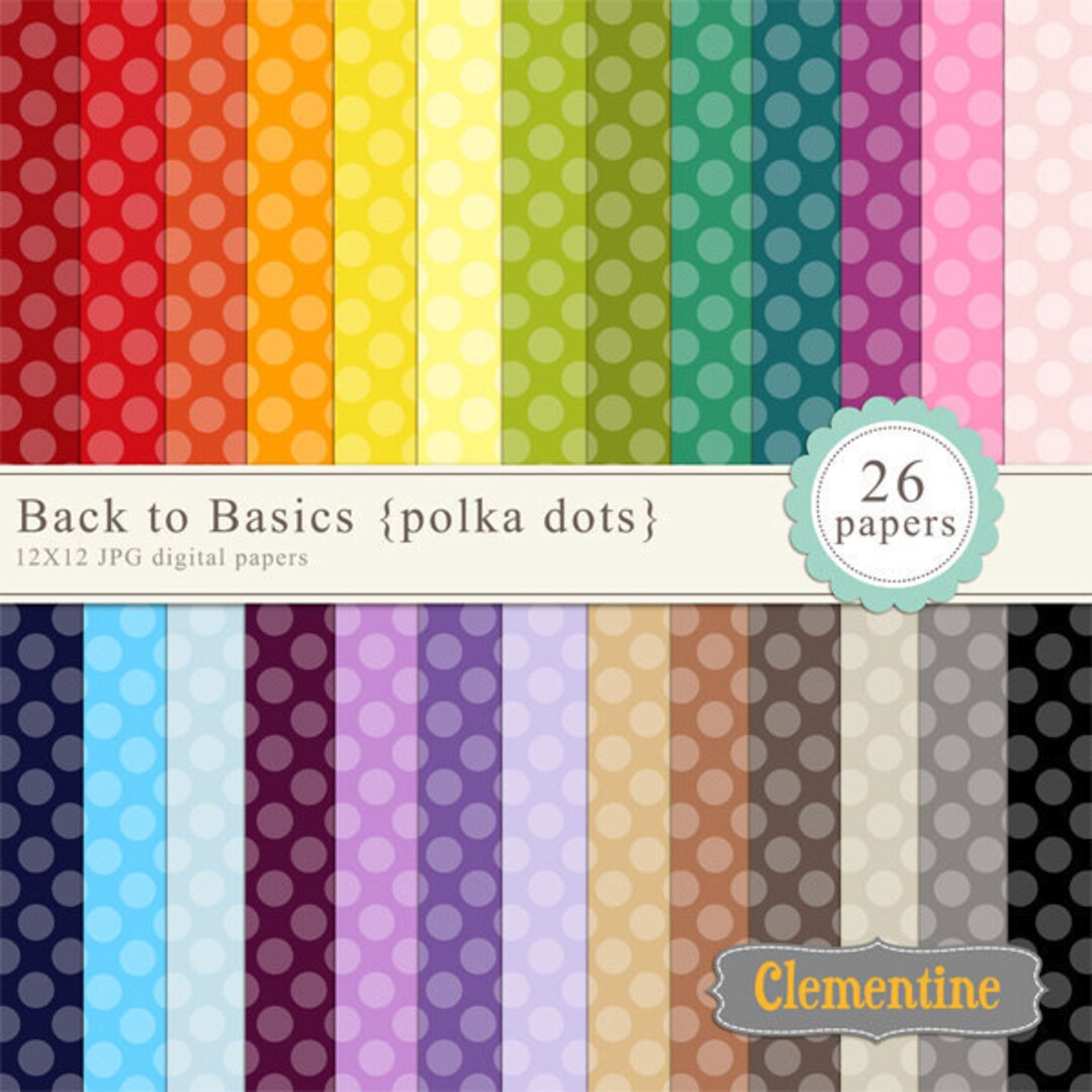 Big Polka Dot Digital Paper 12x12, Digital Scrapbooking Paper, Royalty ...