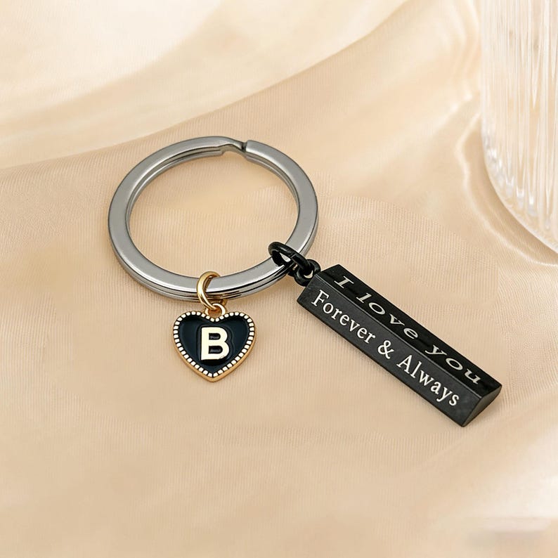 Personalizedinitial Keychain,custom Letter Engraved Bar Keychain With ...