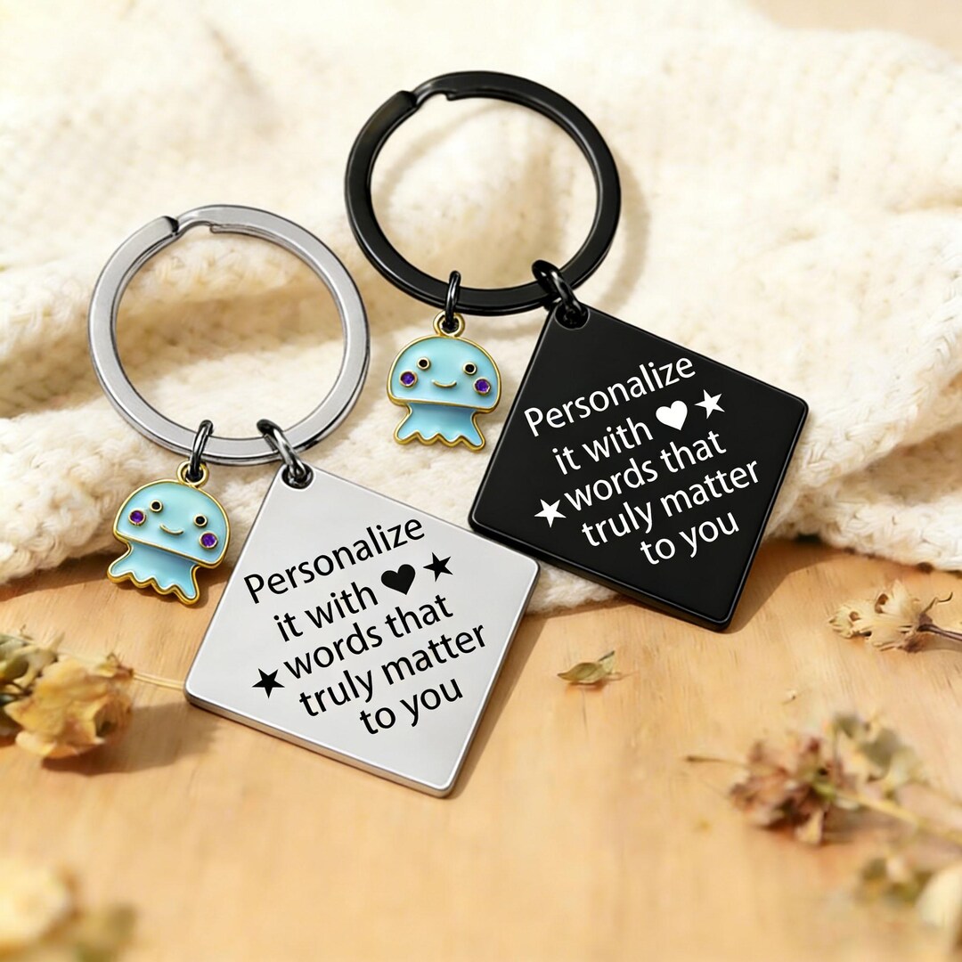 Personalized Funny Keychain,custom Engraved Any Text Keychain,jellyfish ...