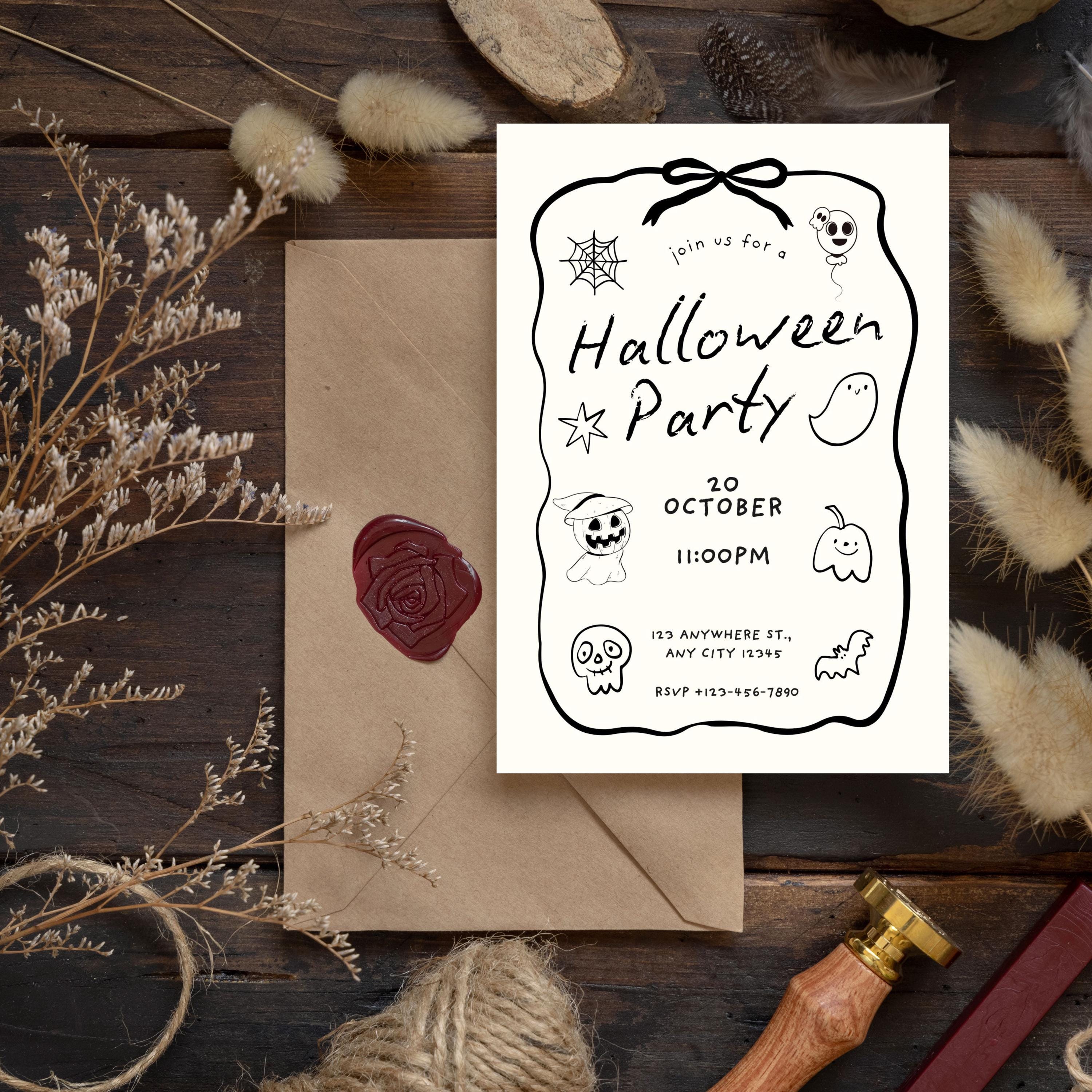Editable Halloween Party Invitation Template: Spooky Design (digital ...