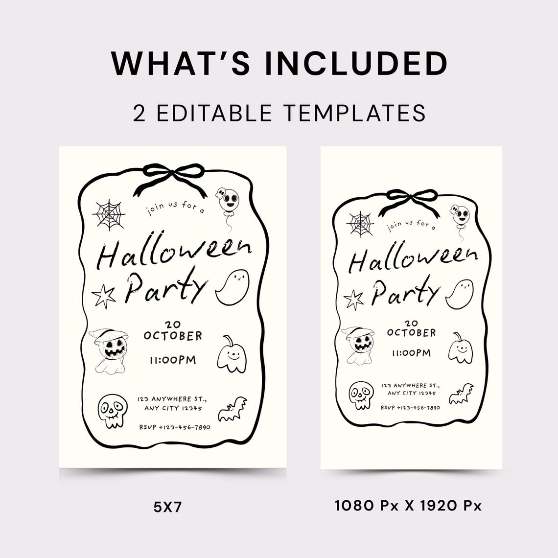 Editable Halloween Party Invitation Template: Spooky Design (digital ...