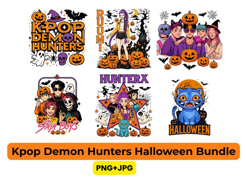 Kpop Demon Hunters Halloween PNG Bundle (instant Download) - Etsy