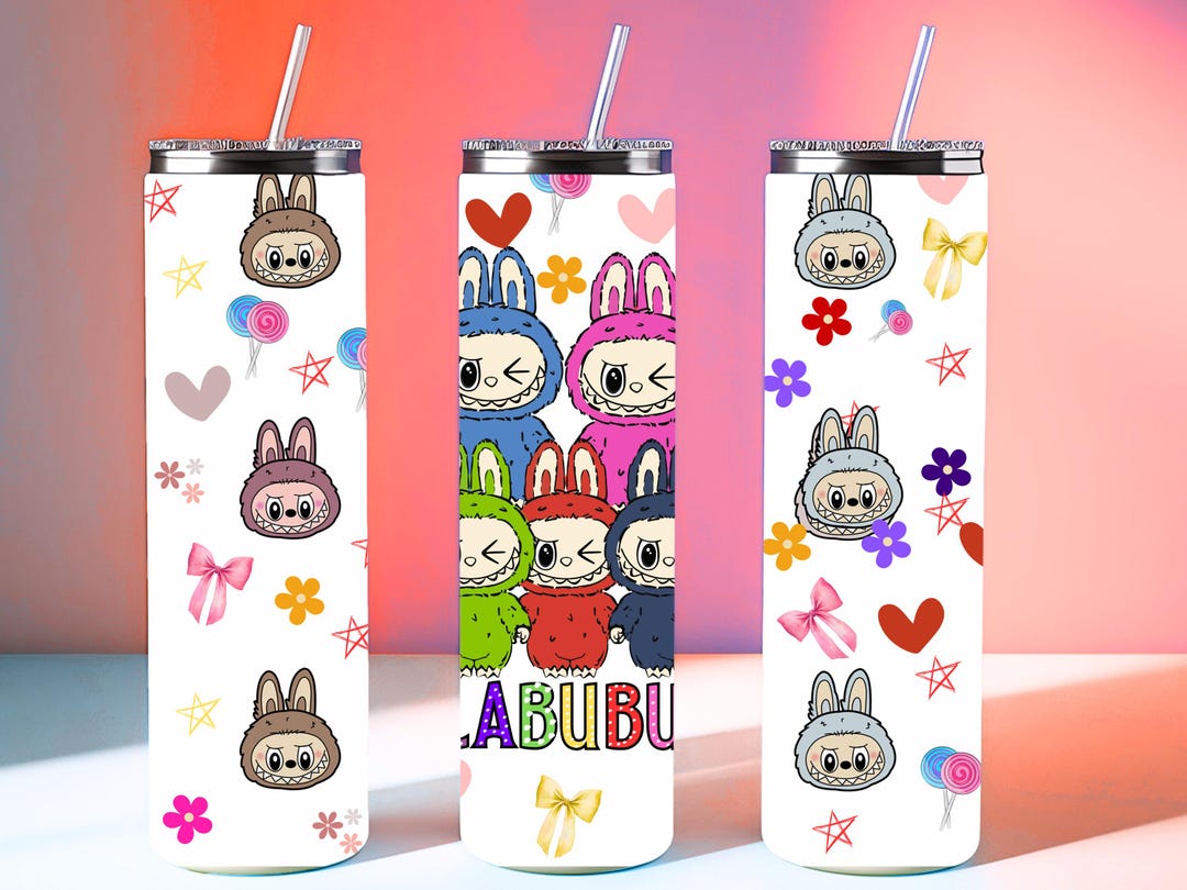 Labubu Cartoon Tumbler Wrap Design: 20oz Sublimation PNG (digital ...