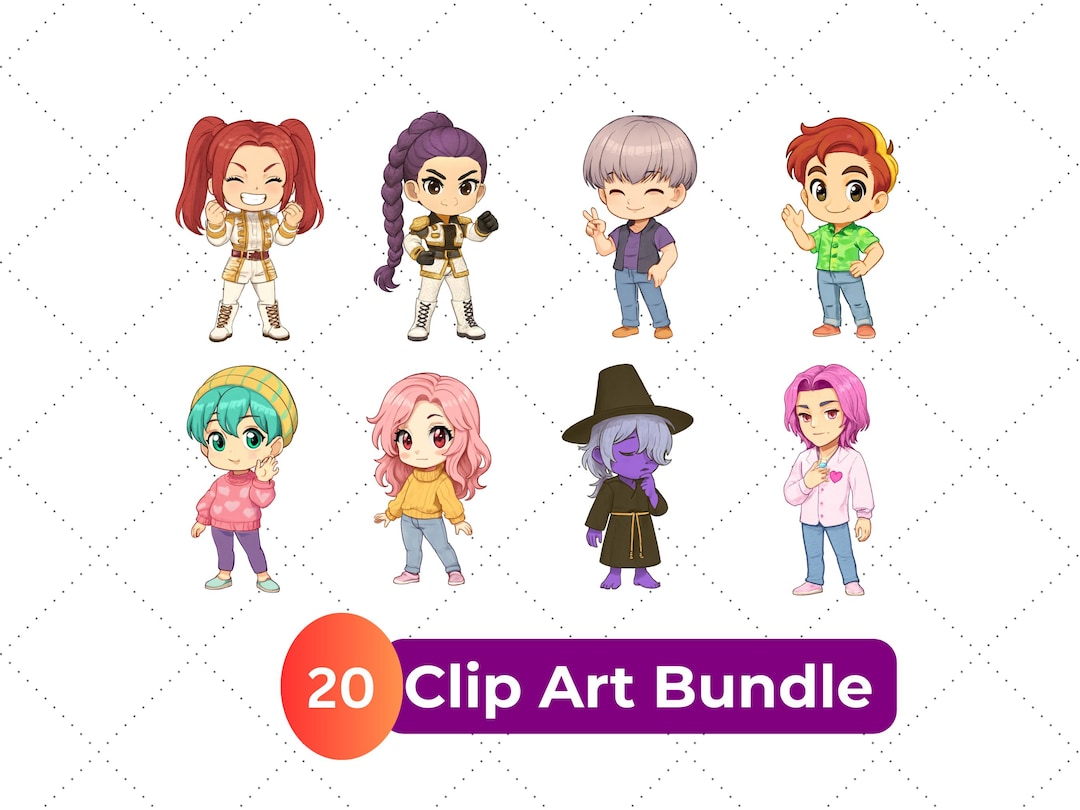 K Pop Demon Hunters Clip Art Bundle, Saja Boys PNG Clipart, Cute ...