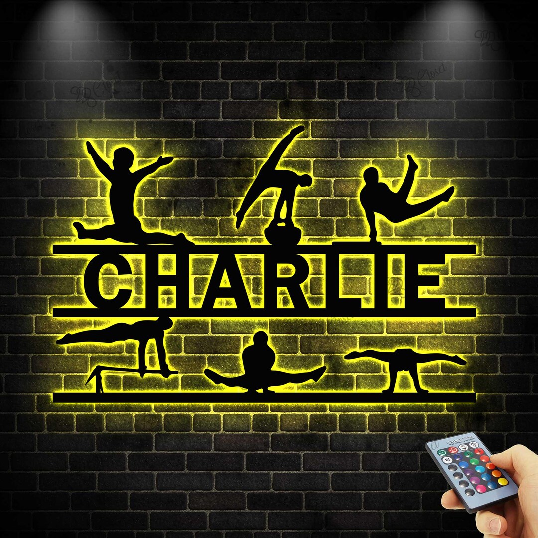 Custom Gymnastics Metal Wall Art LED Light,personalized Girl Gymnast ...