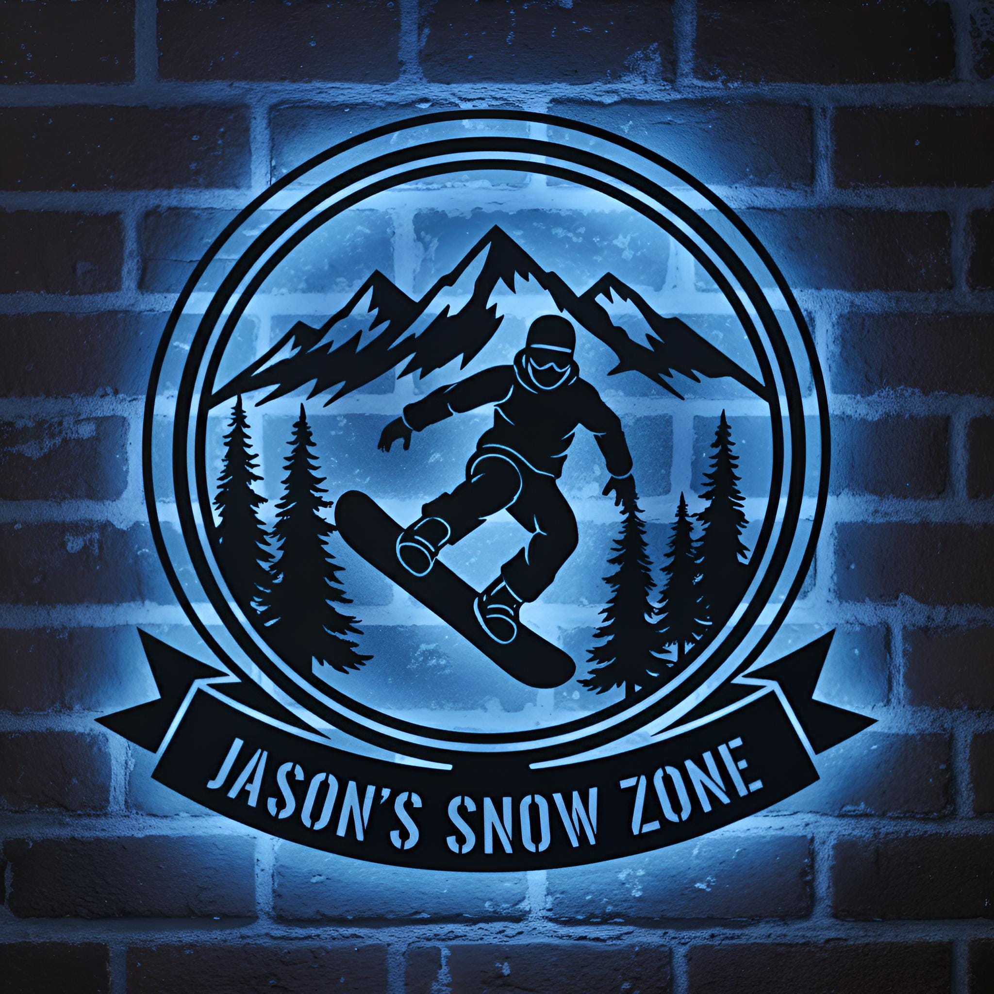 Custom Snowboarding Metal Wall Art LED Light,snowboard Name Sign ...