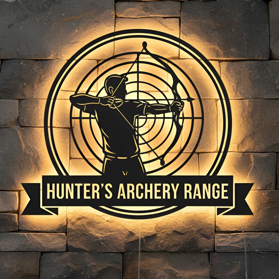 Personalized Archery Metal Sign Led Light, Archer Name Sign, Archery ...
