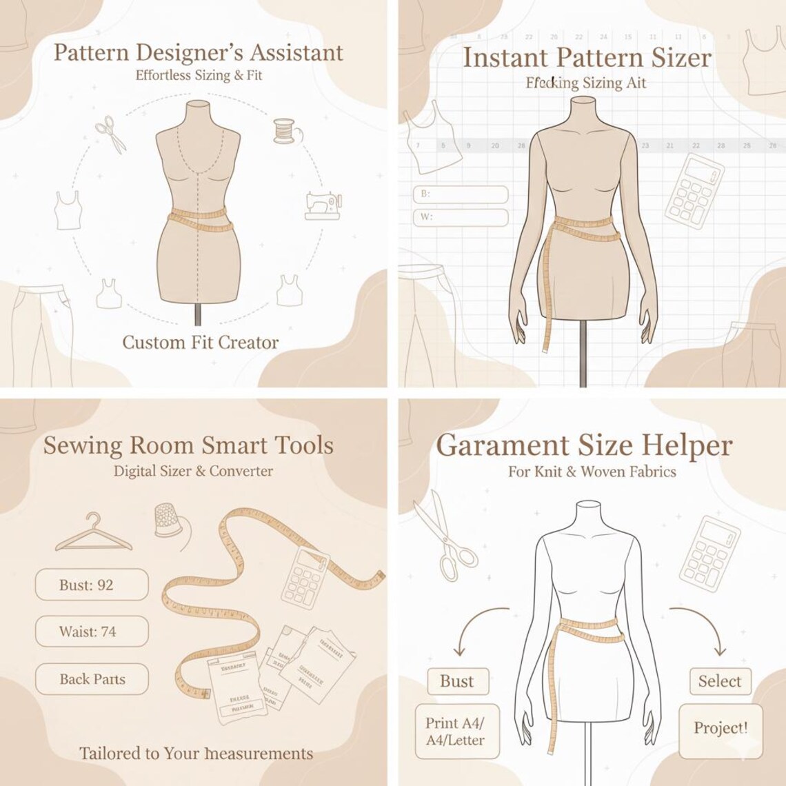 Size Calculator Spreadsheet for Sewing Patterns | Stretch Knit Size ...