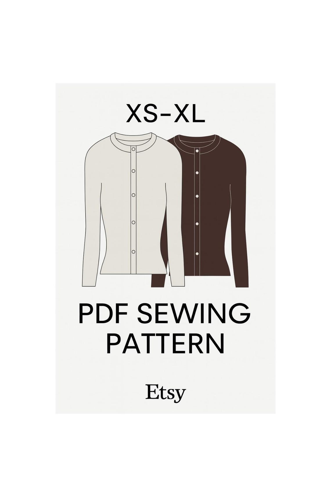 Women’s Buttoned Cardigan PDF Sewing Pattern | XS-XL | Instant Download ...