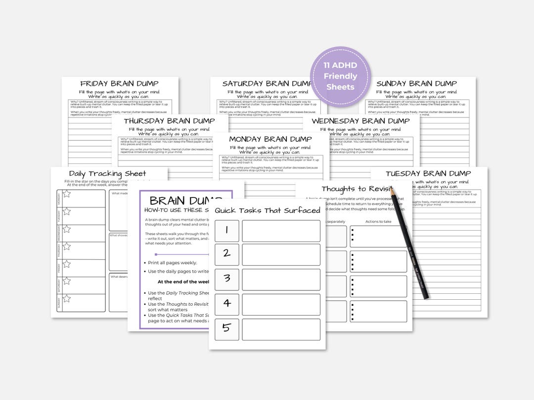 Brain Dump Printable Worksheets | Weekly Template & Planner | PDF ...